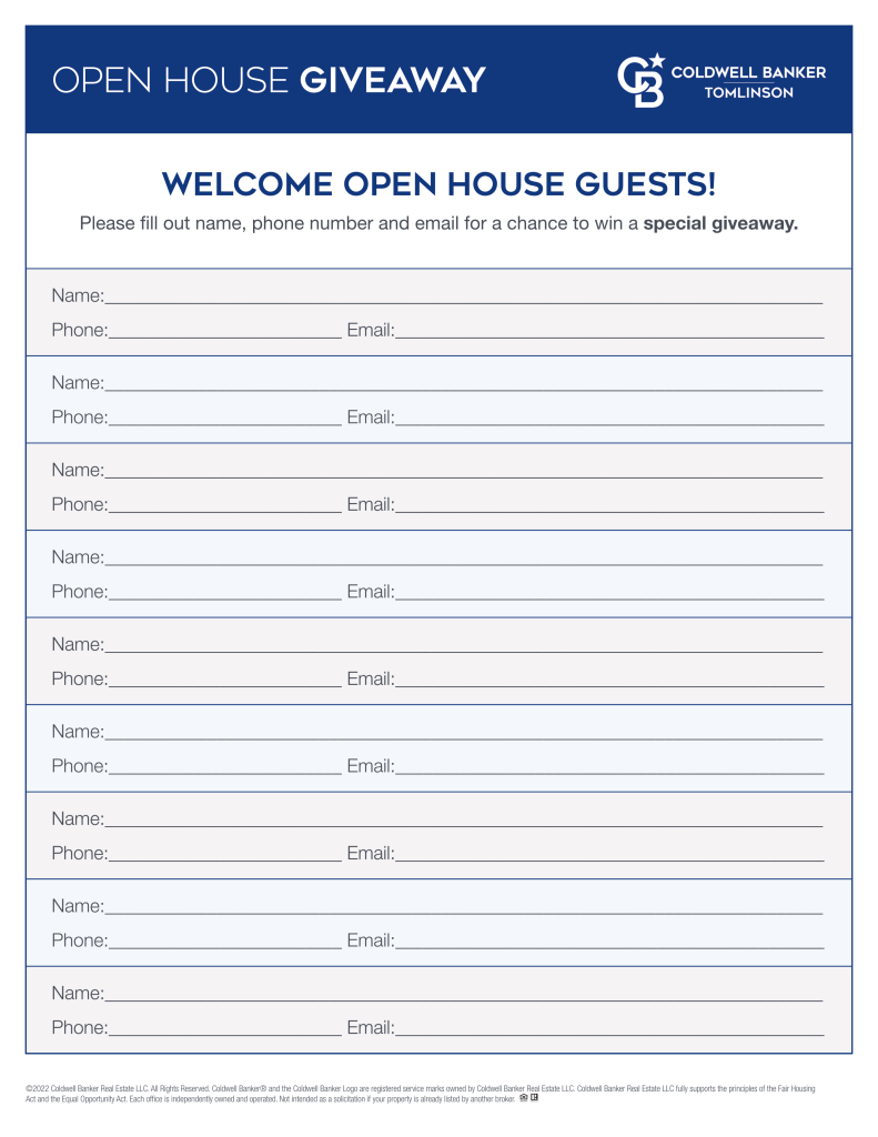 Open House Printables - CB Tomlinson
